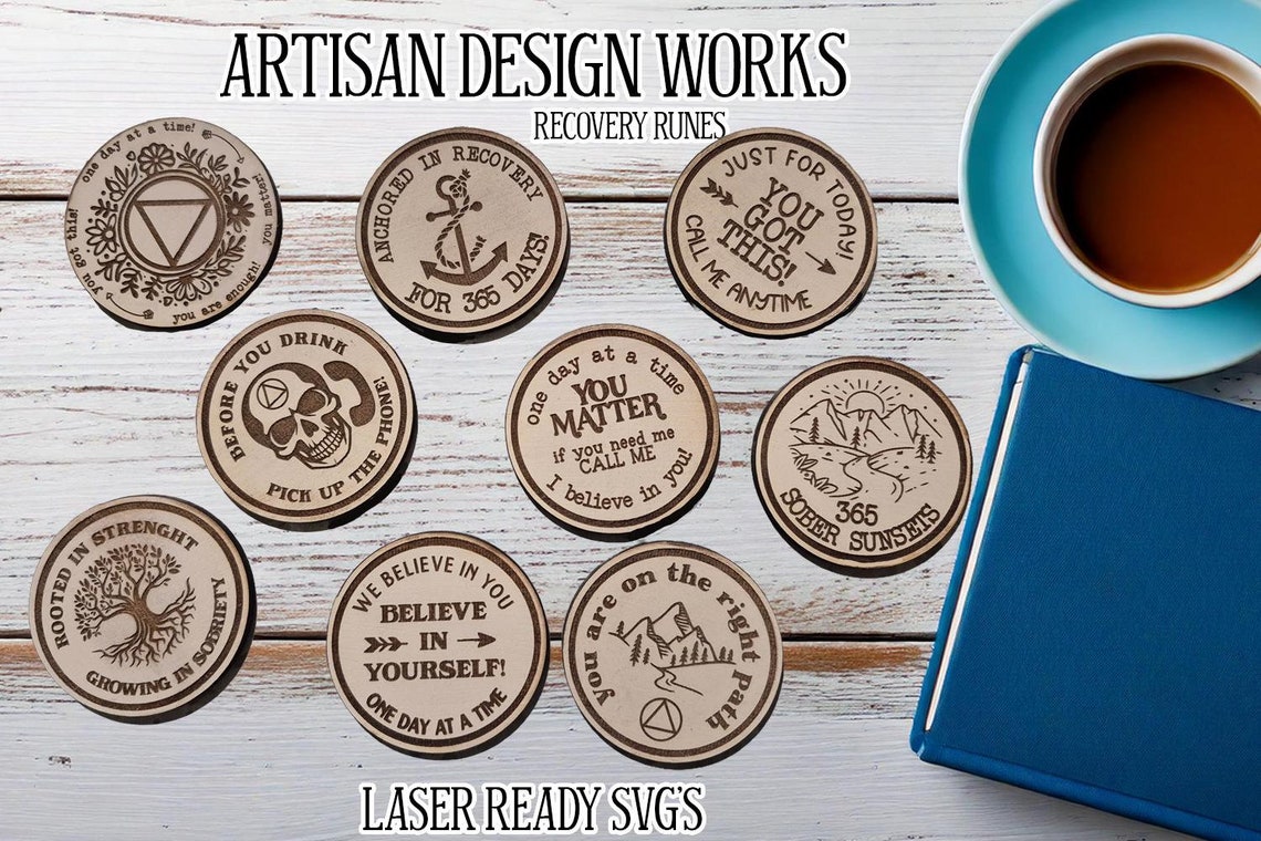 Recovery Runes Laser SVG Set| Recovery Tokens| Sober Tokens| Twelve ...
