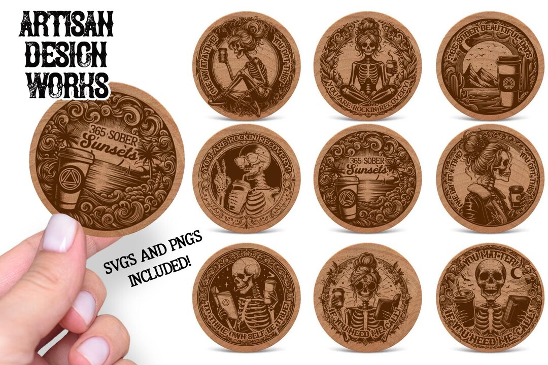Clean and Sober Laser SVG Set| Recovery Tokens| Sober Tokens| Twelve ...