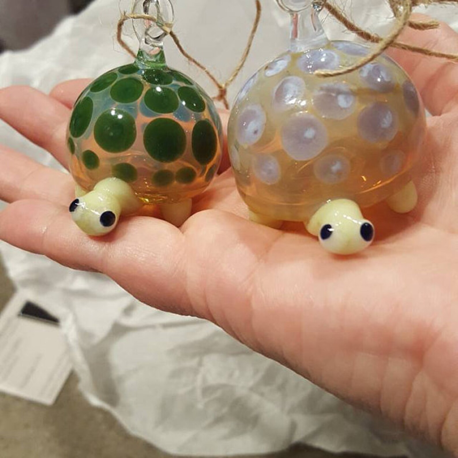 Christmas Ornament TINY Glass Turtle Hand Blown Glass - Etsy