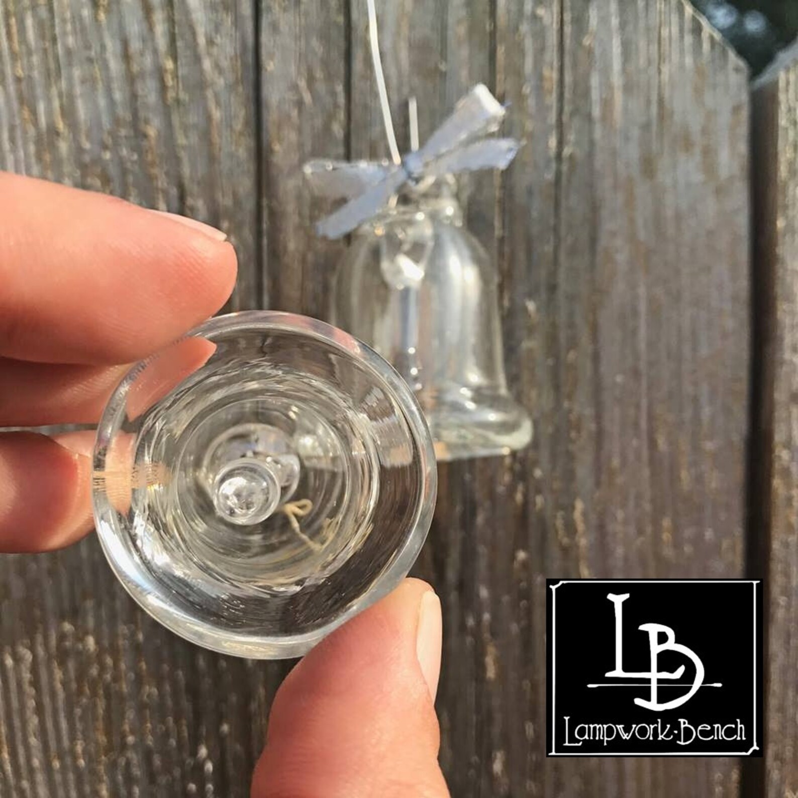 Set of 2 Clear MINI SIZE Blown Glass Christmas Bell Ornaments Handmade ...