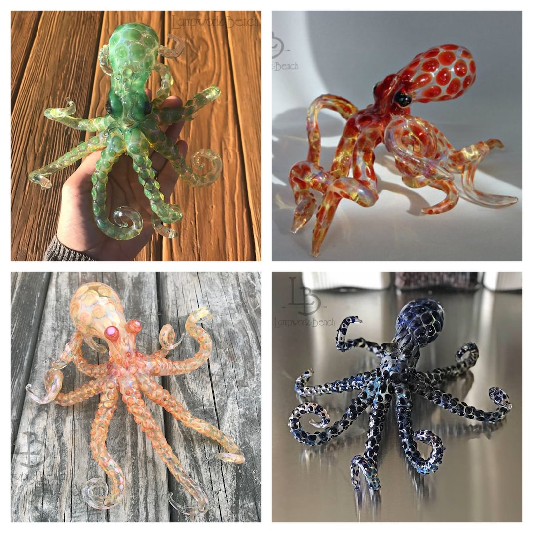 MADE to ORDER Handmade in USA Blown Glass Octopus Glass Sculpture Glass ...