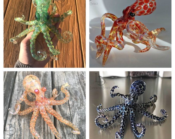 MADE to ORDER Handmade in USA Blown Glass Octopus Glass Sculpture Glass ...