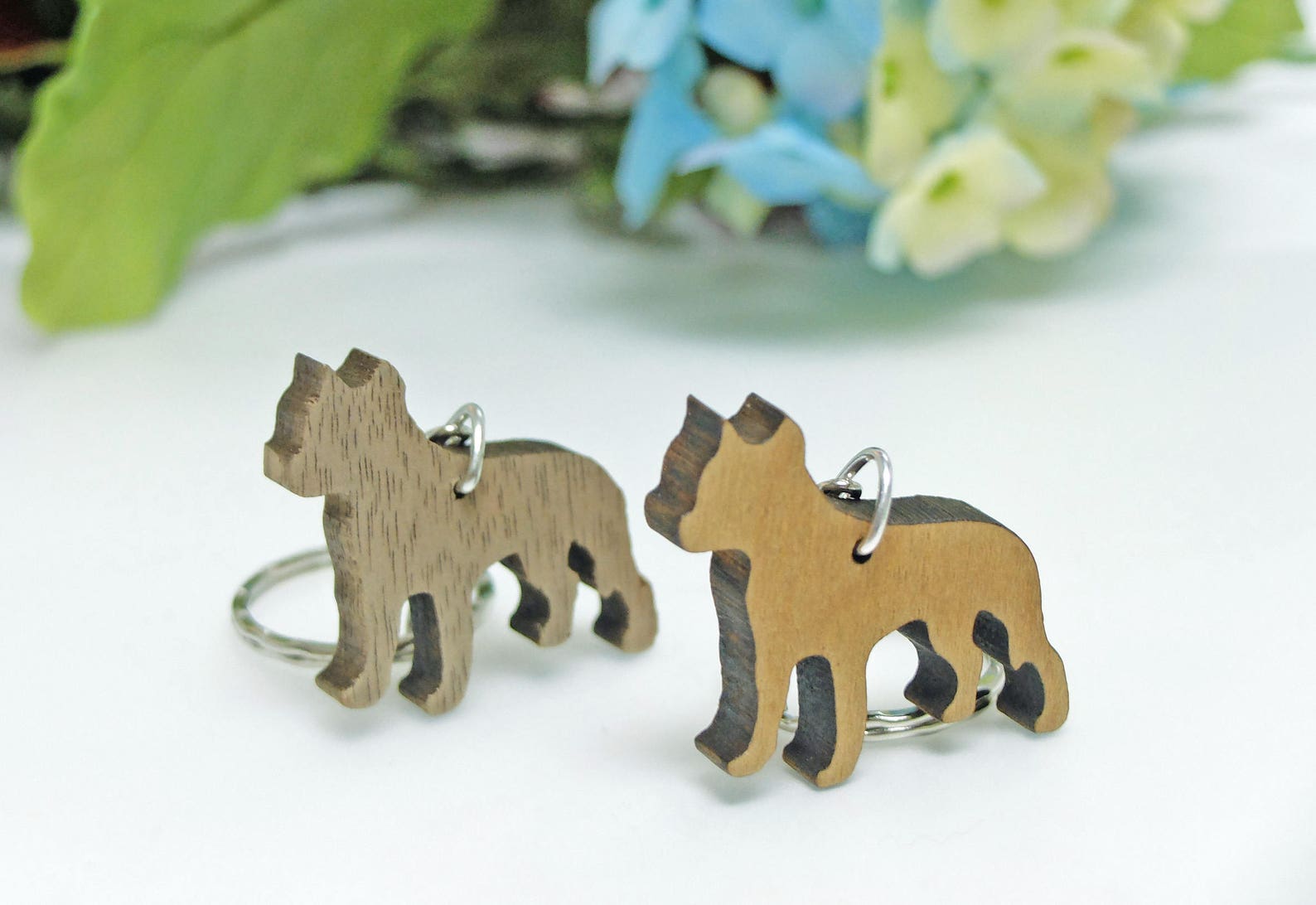 Wood Pitbull Keychain - Pit Bull Keyring - Pit Bull Keychain - Pitbull ...