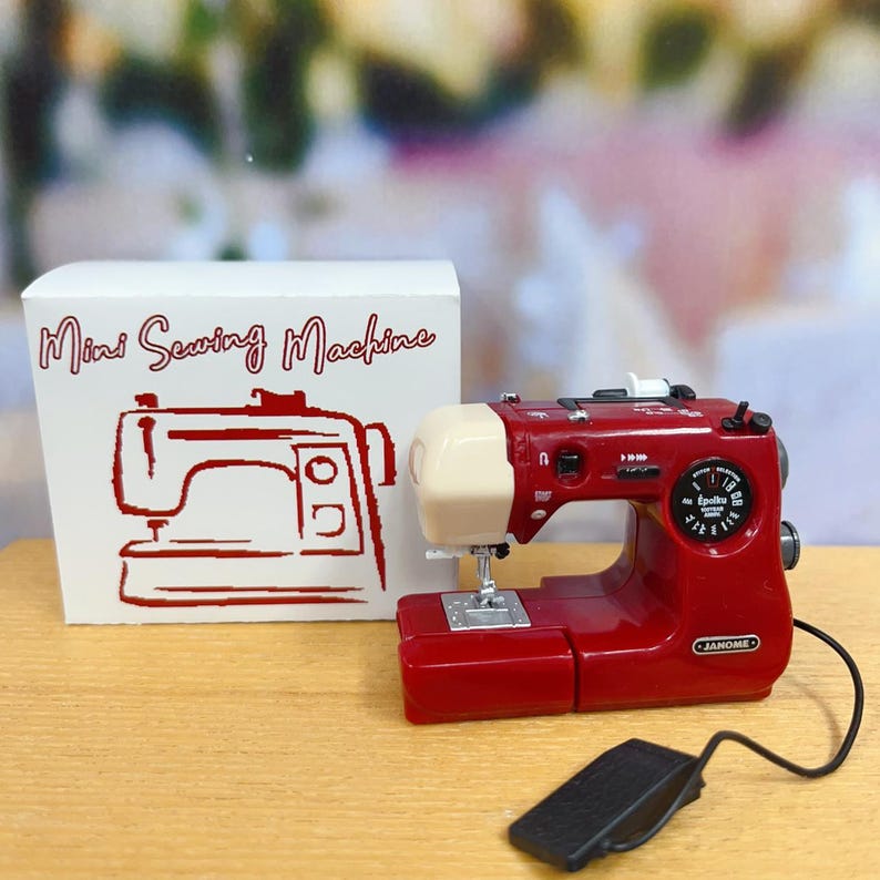 Mini Sewing Machine Toy for Kids - Cute Janome Style Pretend Play ...