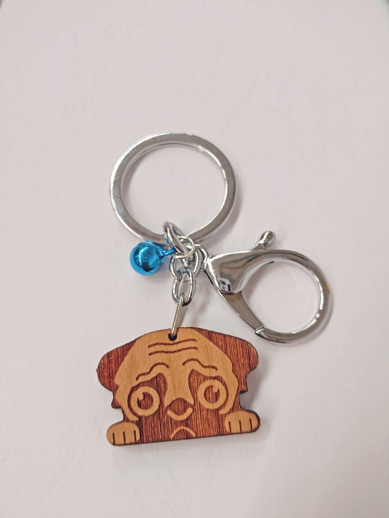 Handmade Wood Pug Keychain - Pug Wood Key Chain - Pug Keyring - Pug ...