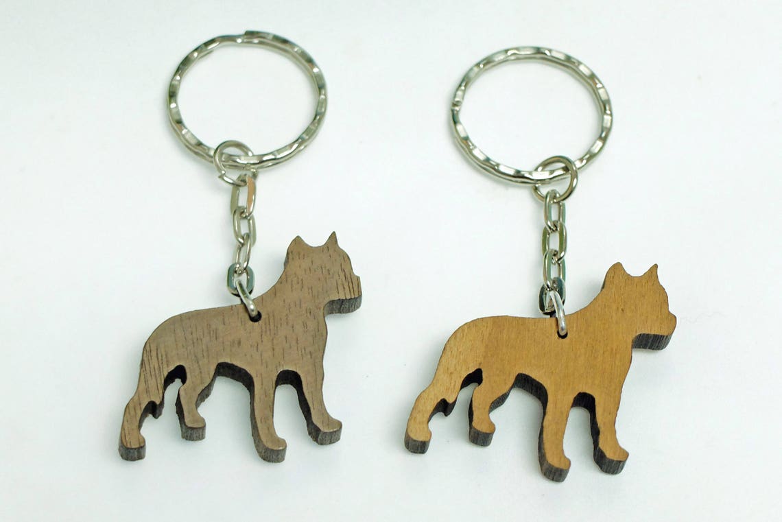 Wood Pitbull Keychain - Pit Bull Keyring - Pit Bull Keychain - Pitbull ...