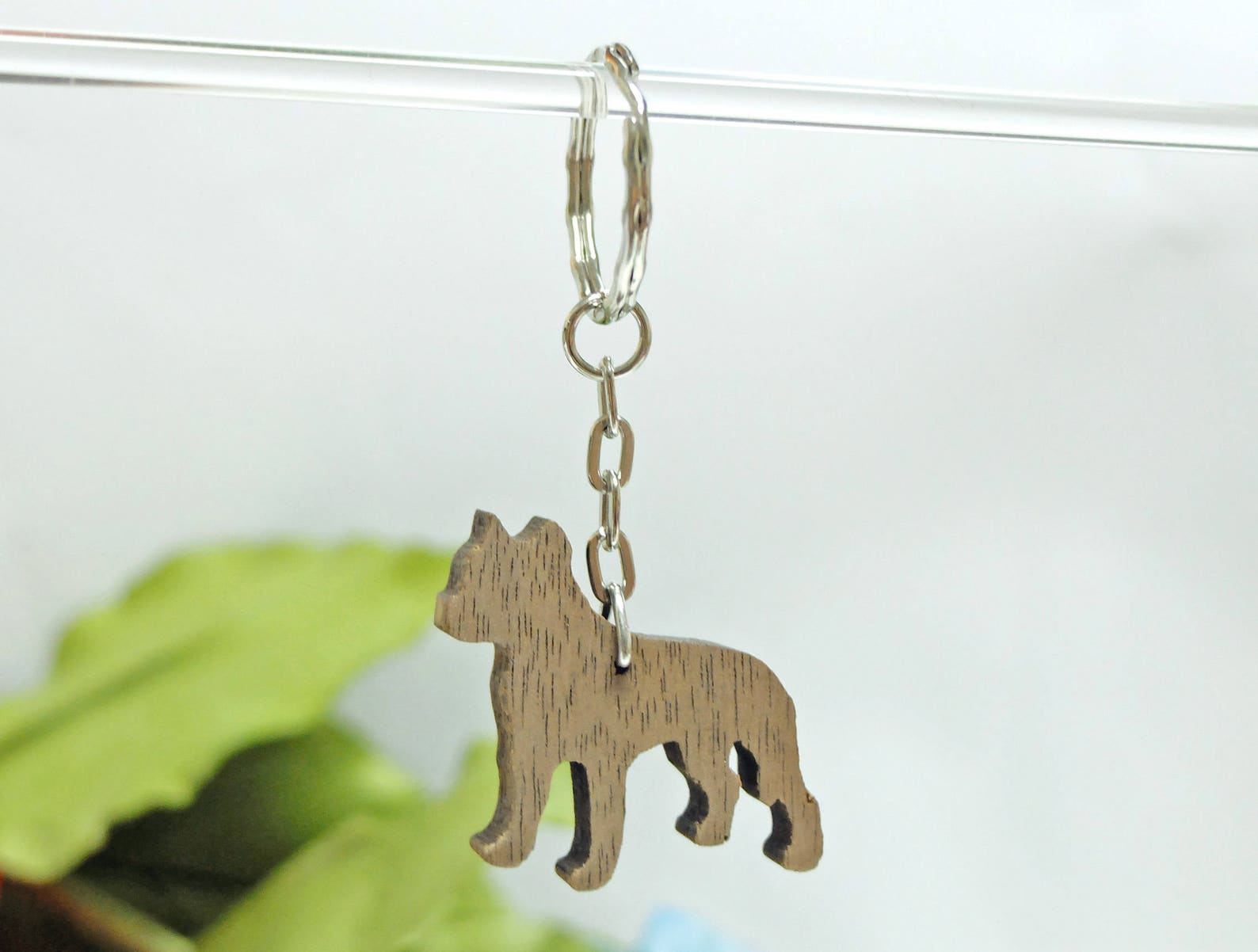 Wood Pitbull Keychain - Pit Bull Keyring - Pit Bull Keychain - Pitbull ...
