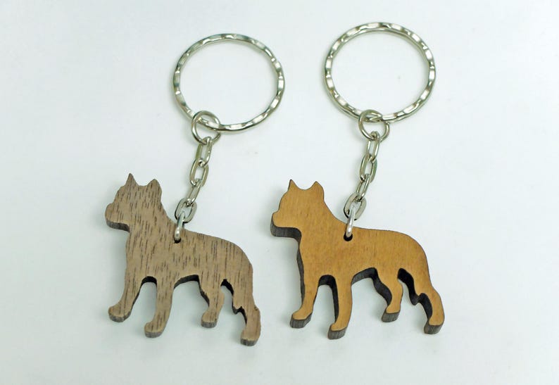Wood Pitbull Keychain - Pit Bull Keyring - Pit Bull Keychain - Pitbull ...