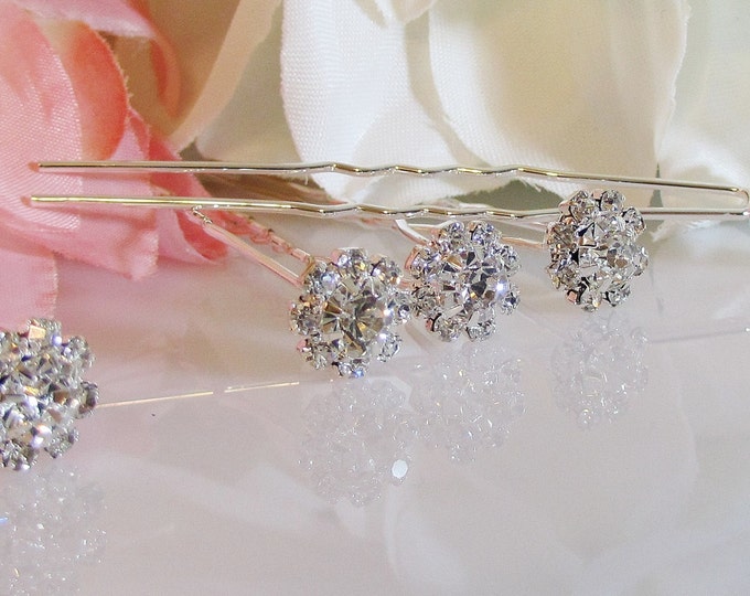 Floral Crystal Rhinestones Hair Pins Bridal Hair Pins Bridesmaid Hair