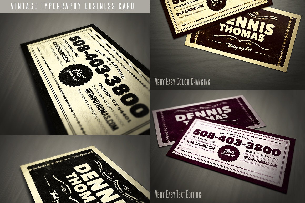 Retro Business Card Template 04 - Etsy