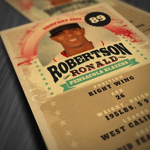 Retro Trading Card Template - Etsy