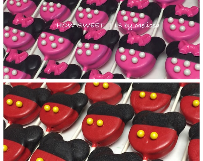 Minnie Mouse/mickey Mouse Chocolate Covered Double Stuffed Oreo Pops1 ...