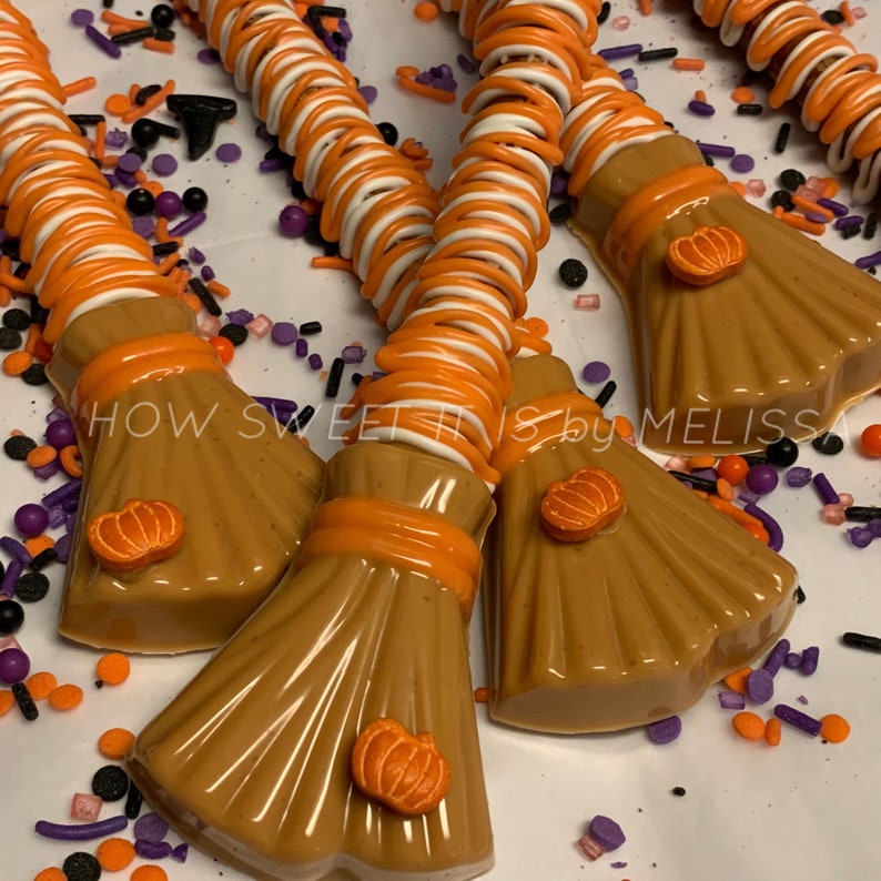 Fall Broom Chocolate and Salted Caramel Covered Pretzel Rods - Etsy