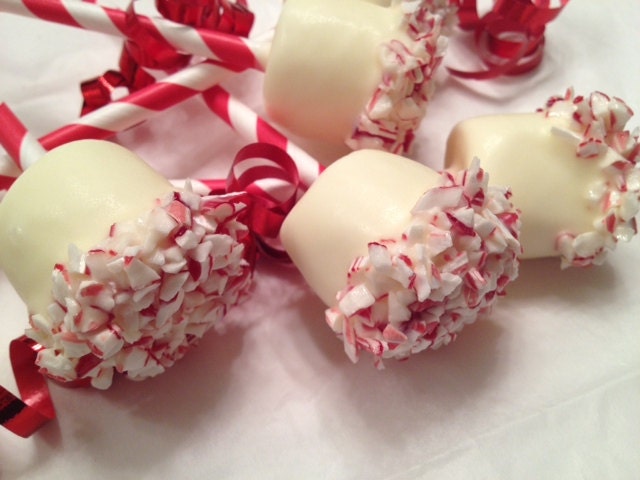 Candy Cane Marshmallow Pops (vanilla) - 1 Dozen - Christmas, Holidays ...