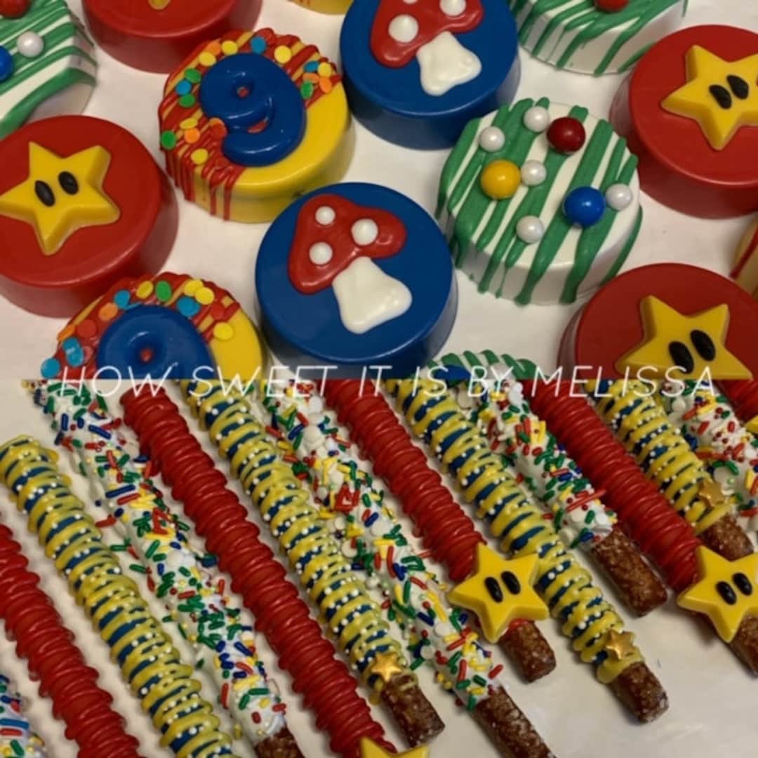 Mario Assortment - Chocolate Oreos and Pretzels - Etsy