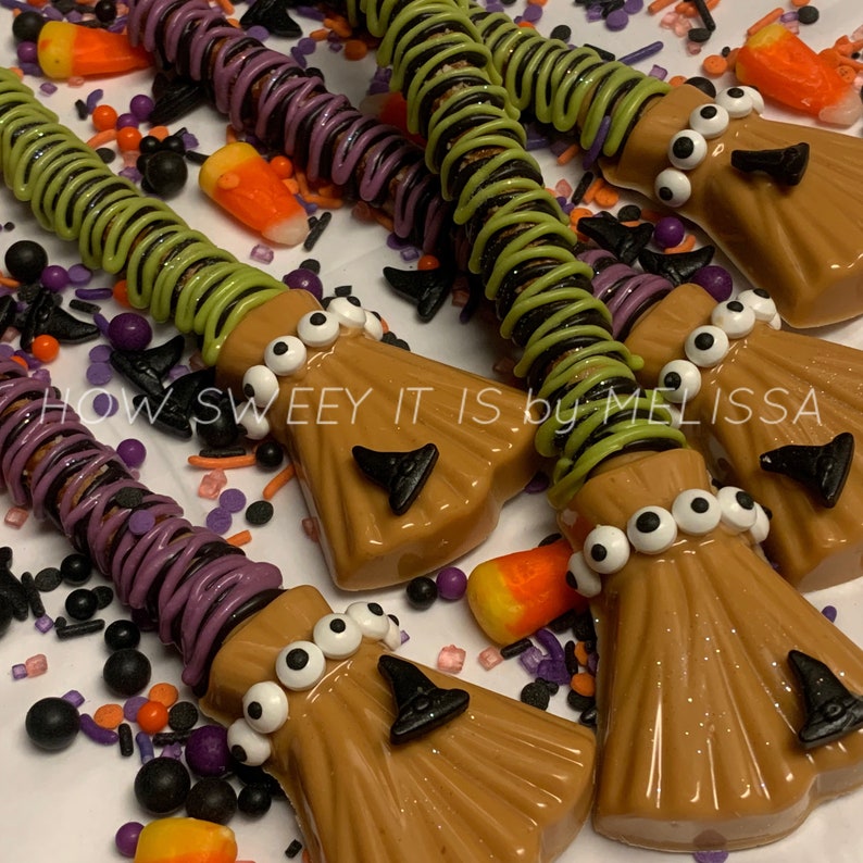 Fall Broom Chocolate and Salted Caramel Covered Pretzel Rods - 1 Dozen ...