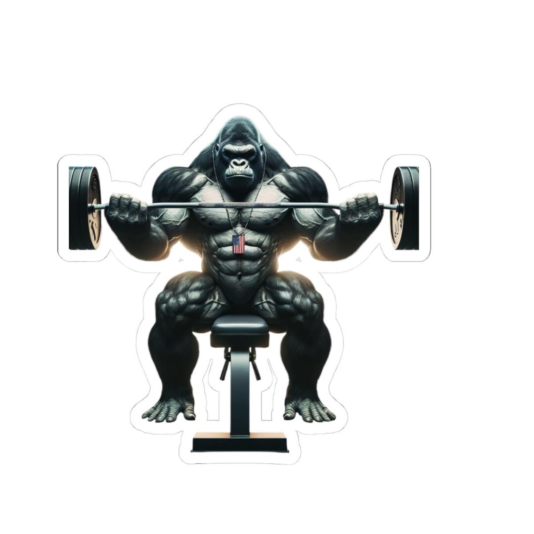 Gorilla Patriotic Stickers, Animal USA Decals, Strong Ape Weightlifting Labels, Fitness American ...