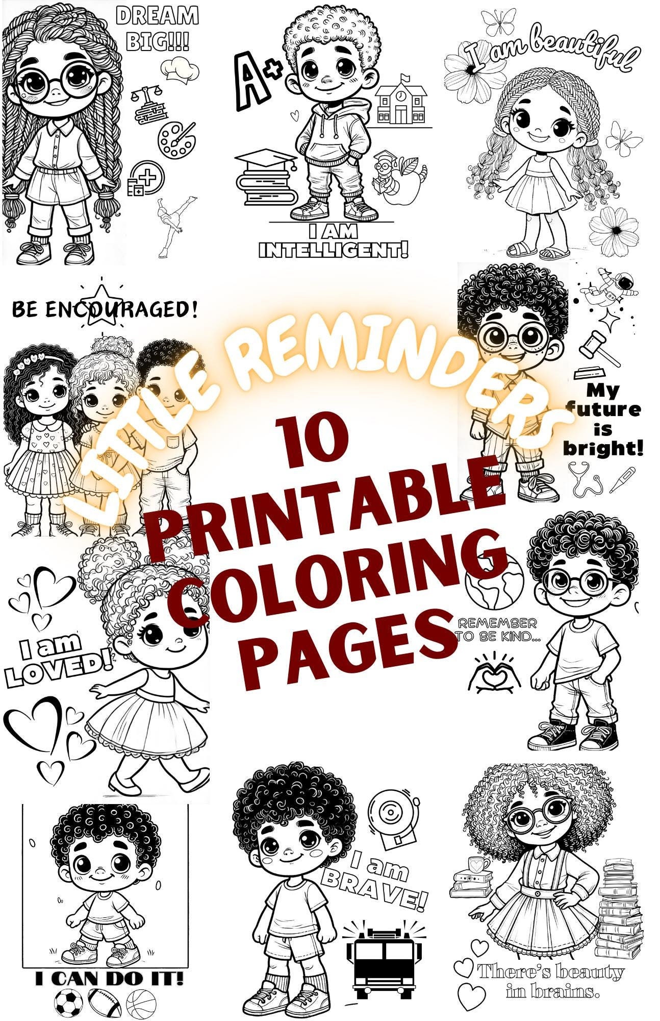 Little Reminders Coloring Book, Black Girls Coloring Book, Black Boys ...