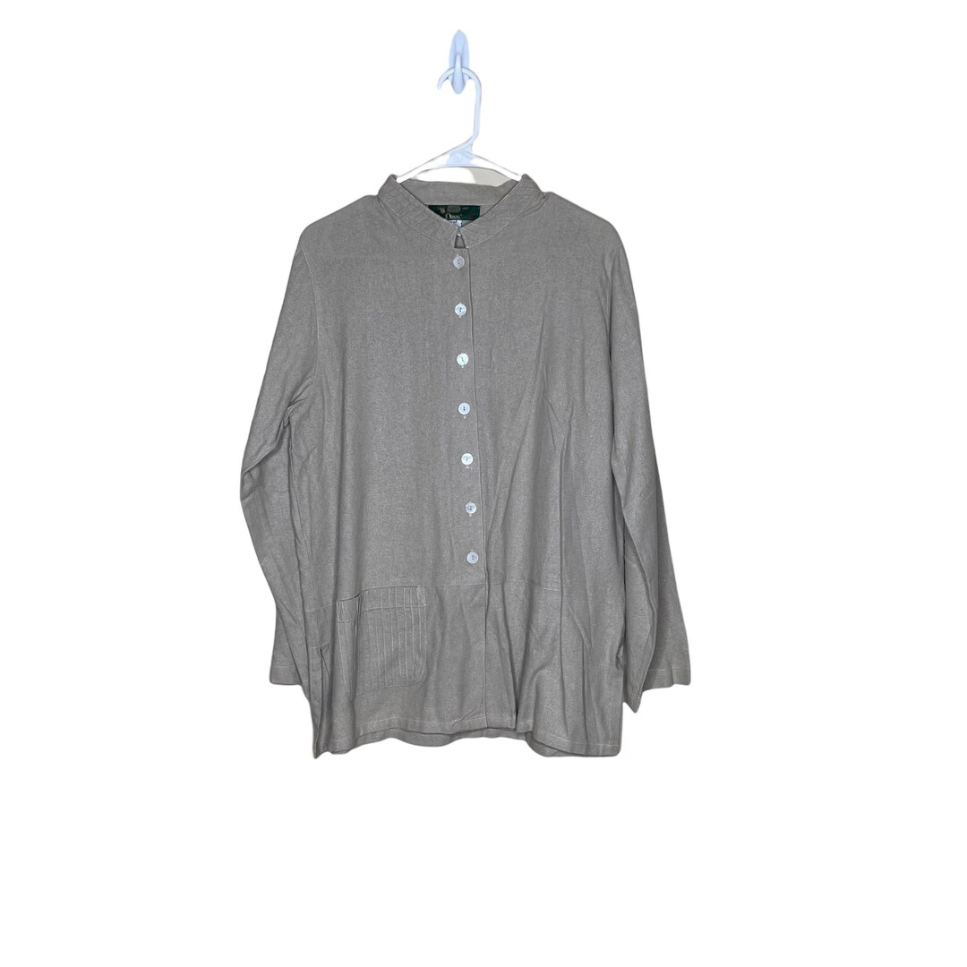 Vintage Orvis Bown Taupe Raw Silk Tunic Nehru Collar Lagenlook Blouse ...