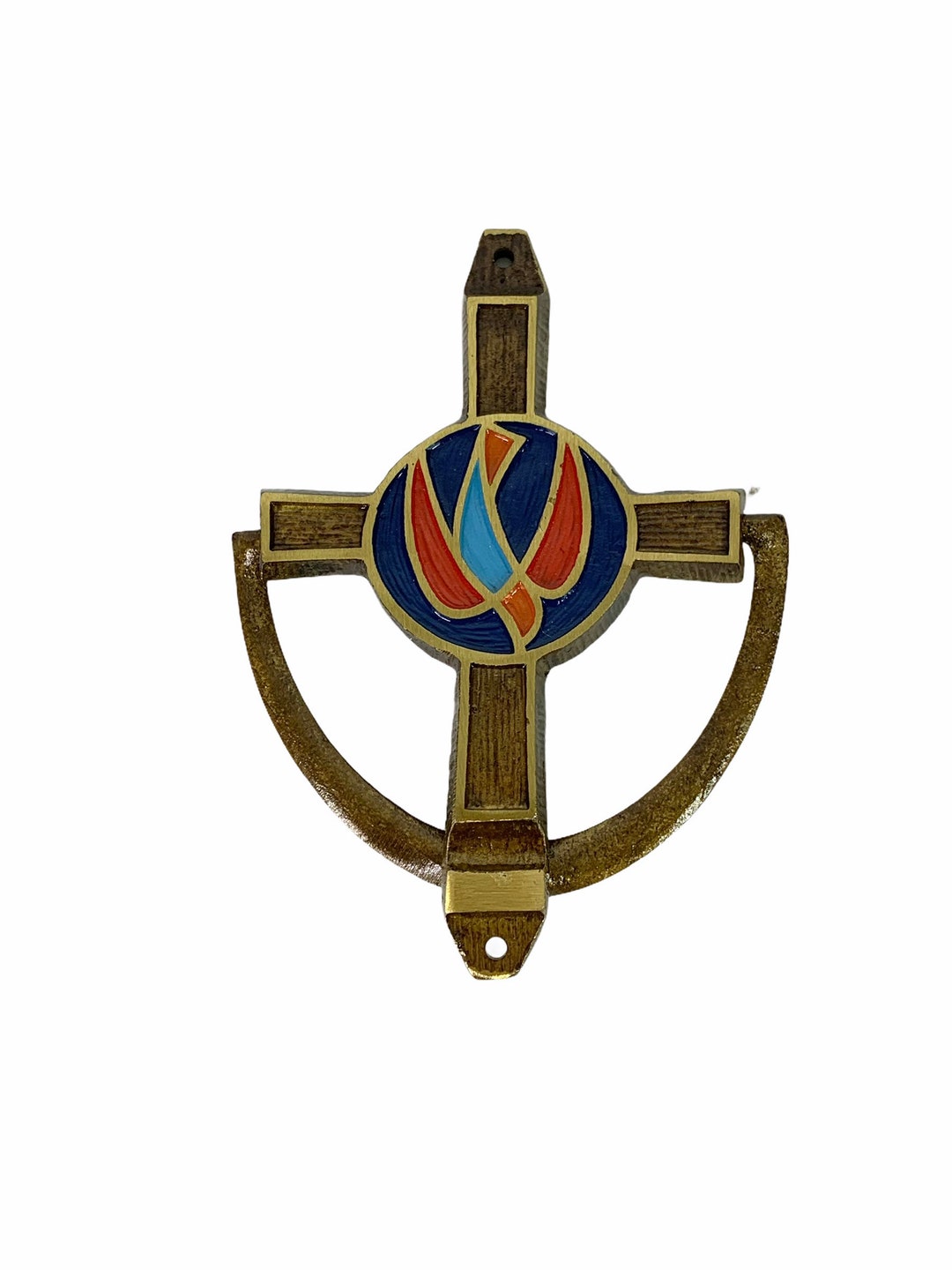 Vintage Terra Sancta Brass Enamel Cross Door Door Knocker - Etsy