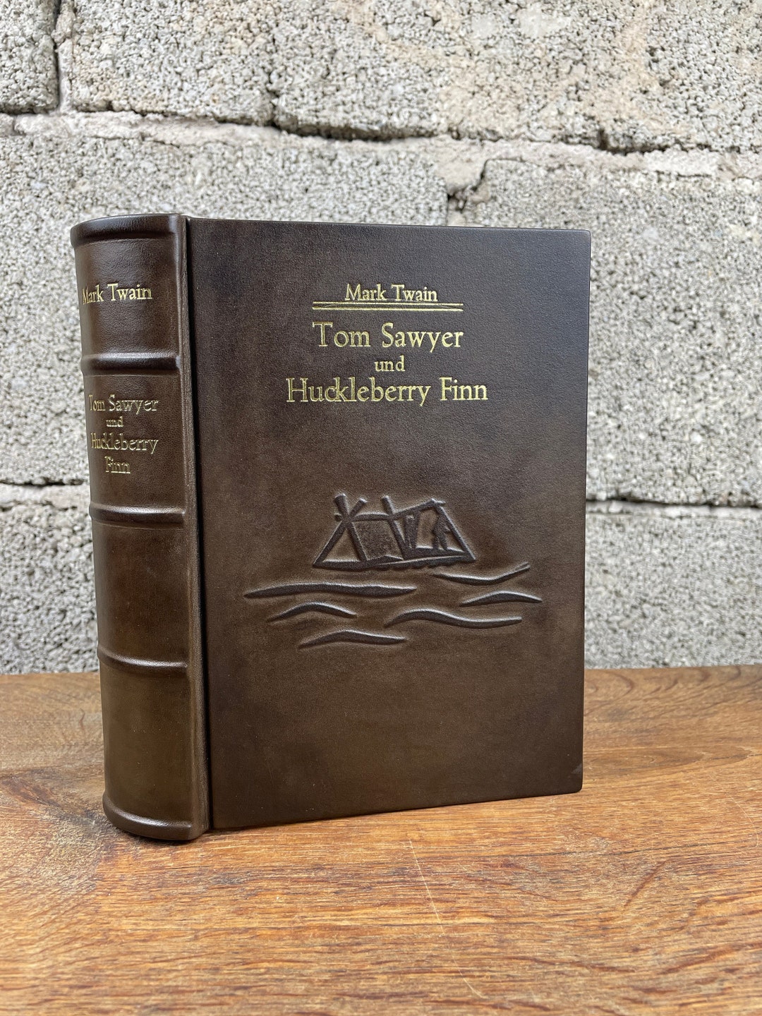 Mark Twain Tom Sawyer and Huckleberry Finn in Leather Bound Youth Book ...