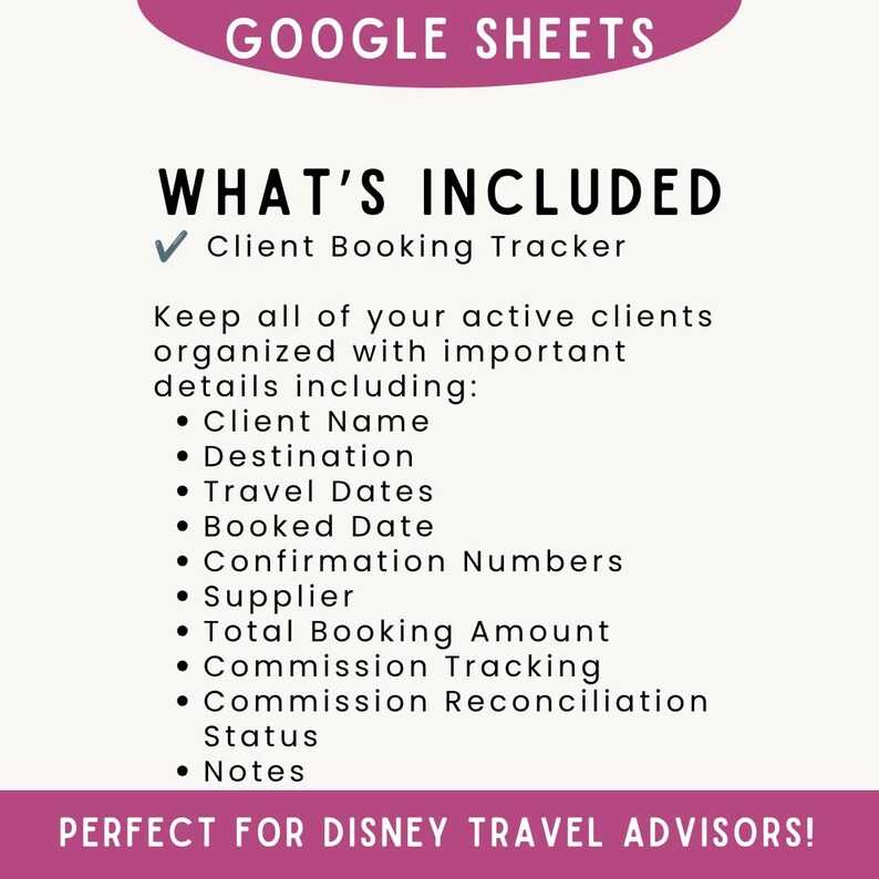 Travel Advisor Client Tracker Spreadsheet | Google Sheets | Booking ...