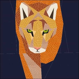 Mountain Lion FPP Sewing Pattern, Puma Foundation Paper Piecing Quilt ...