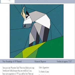 The Mountain Goat - the Animalia Collection. FPP Quilt Pattern - Etsy