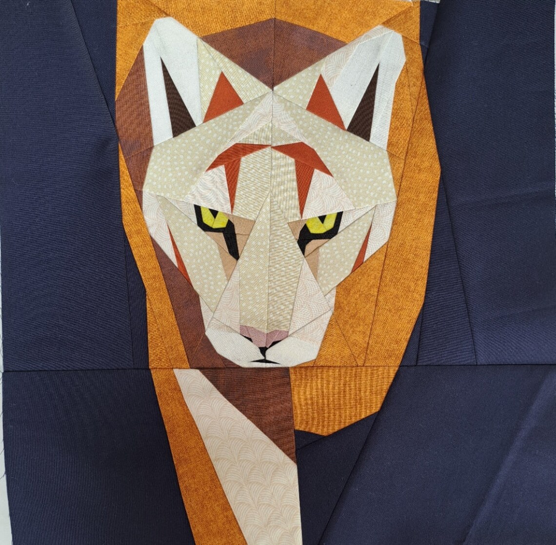 Mountain Lion FPP Sewing Pattern, Puma Foundation Paper Piecing Quilt ...