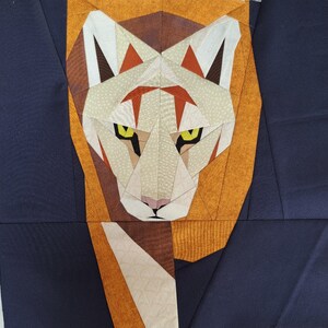 Mountain Lion FPP Sewing Pattern, Puma Foundation Paper Piecing Quilt ...