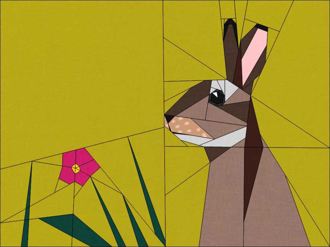 Rabbit Foundation Paper Piecing Block, FPP Quilting Sewing Pattern ...