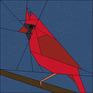 The Cardinal - the Animalia Collection, FPP Quilt Block, Foundation ...