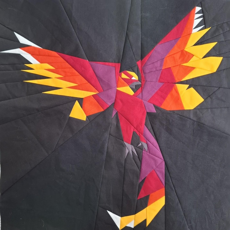 The Phoenix of Hope, Foundation Paper Piecing Quilt Block, FPP Sewing ...