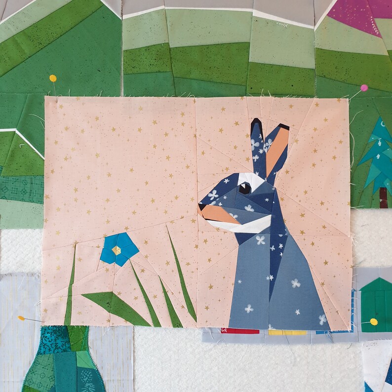 Rabbit Foundation Paper Piecing Block, FPP Quilting Sewing Pattern ...