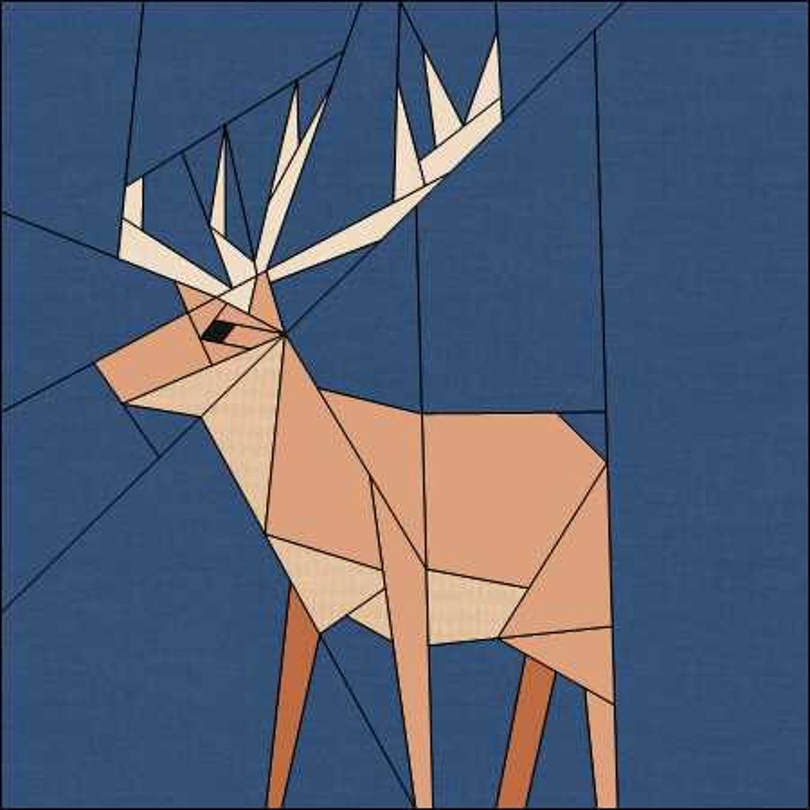 Reindeer FPP Quilt Block Pattern: Animalia Collection (digital Download ...