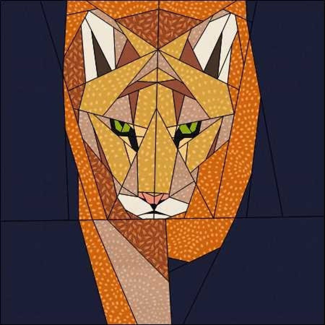 Mountain Lion FPP Sewing Pattern, Puma Foundation Paper Piecing Quilt ...