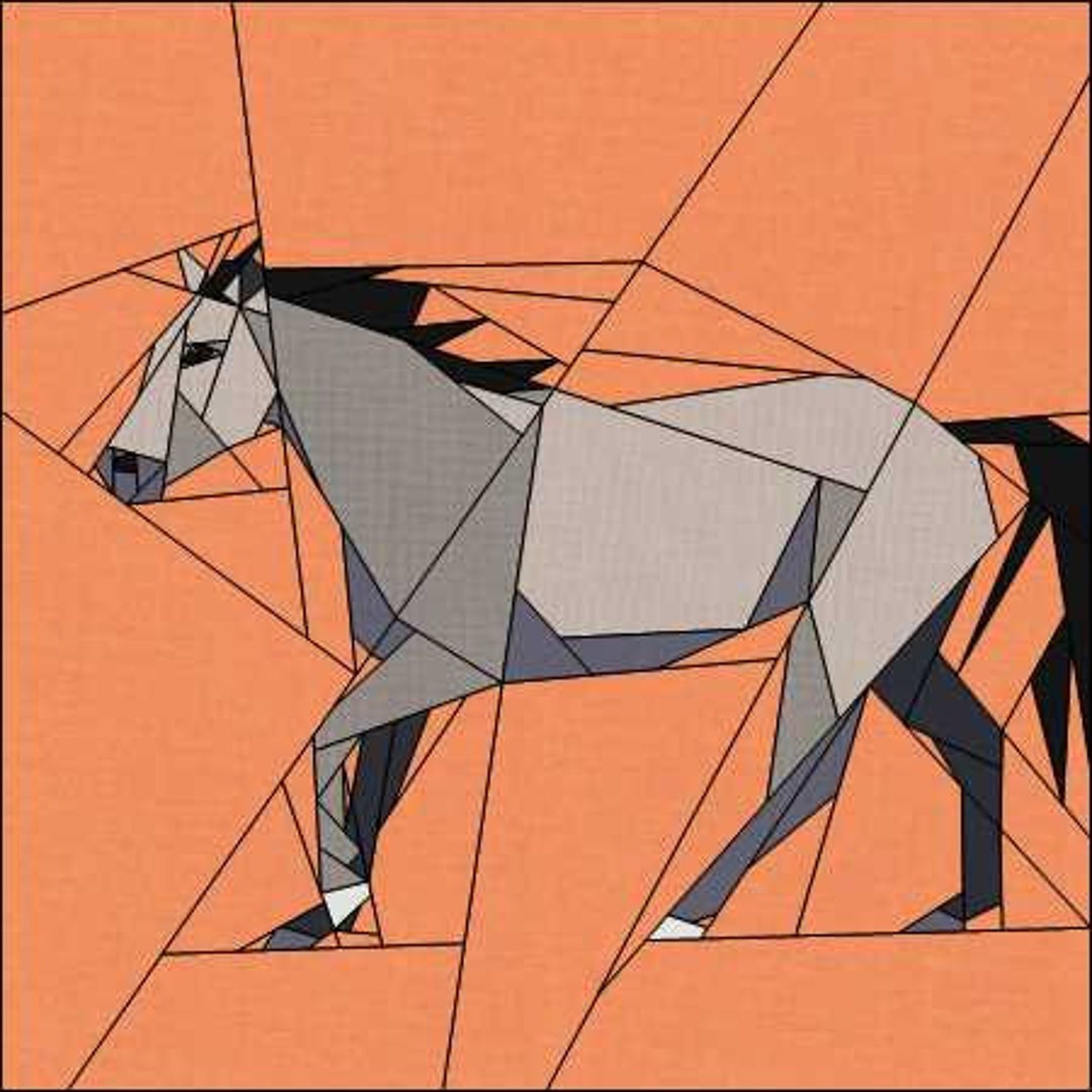 Mustang FPP Quilt Block, Horse Foundation Paper Piecing Sewing Pattern ...