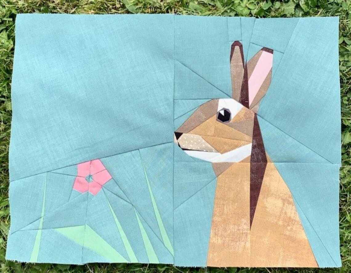 Rabbit Foundation Paper Piecing Block, FPP Quilting Sewing Pattern ...