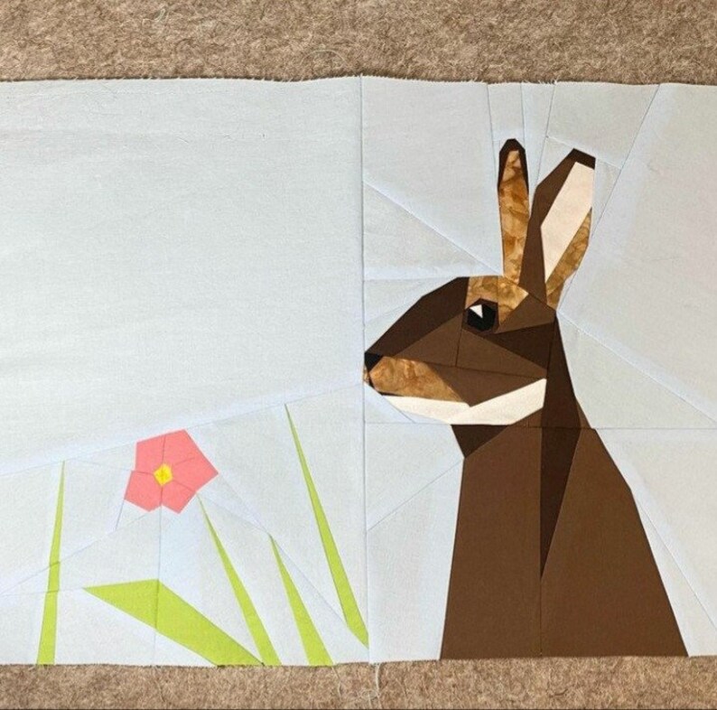 Rabbit Foundation Paper Piecing Block, FPP Quilting Sewing Pattern ...