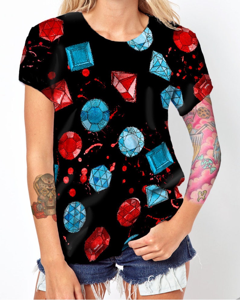 Gemstones Black T-shirt Full Print Shirt - Etsy