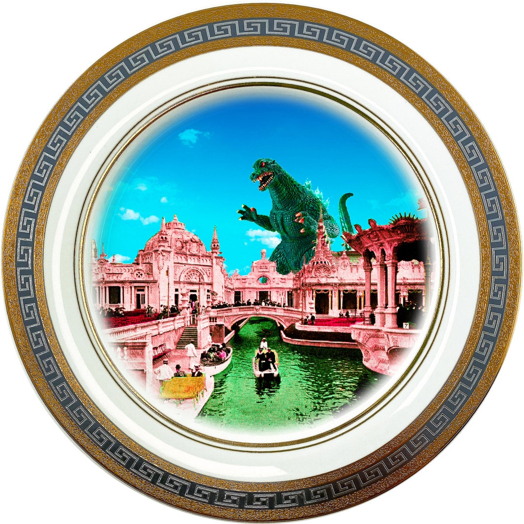 Godzilla Romantic Victorian Landscape - Large Fine China Plate - #0776 ...