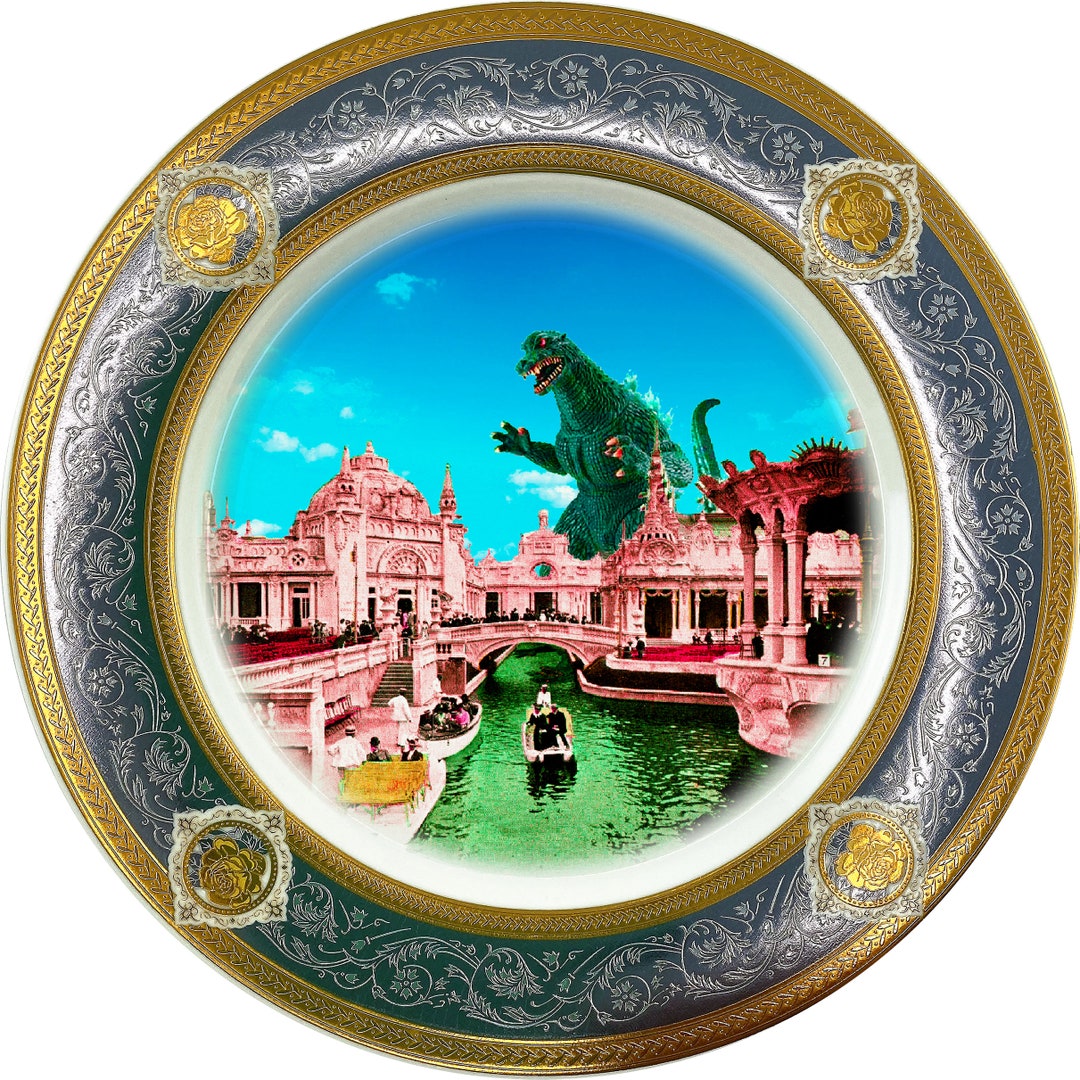 Romantic Landscape - Godzilla - Fine China Plate - #0788 - Etsy