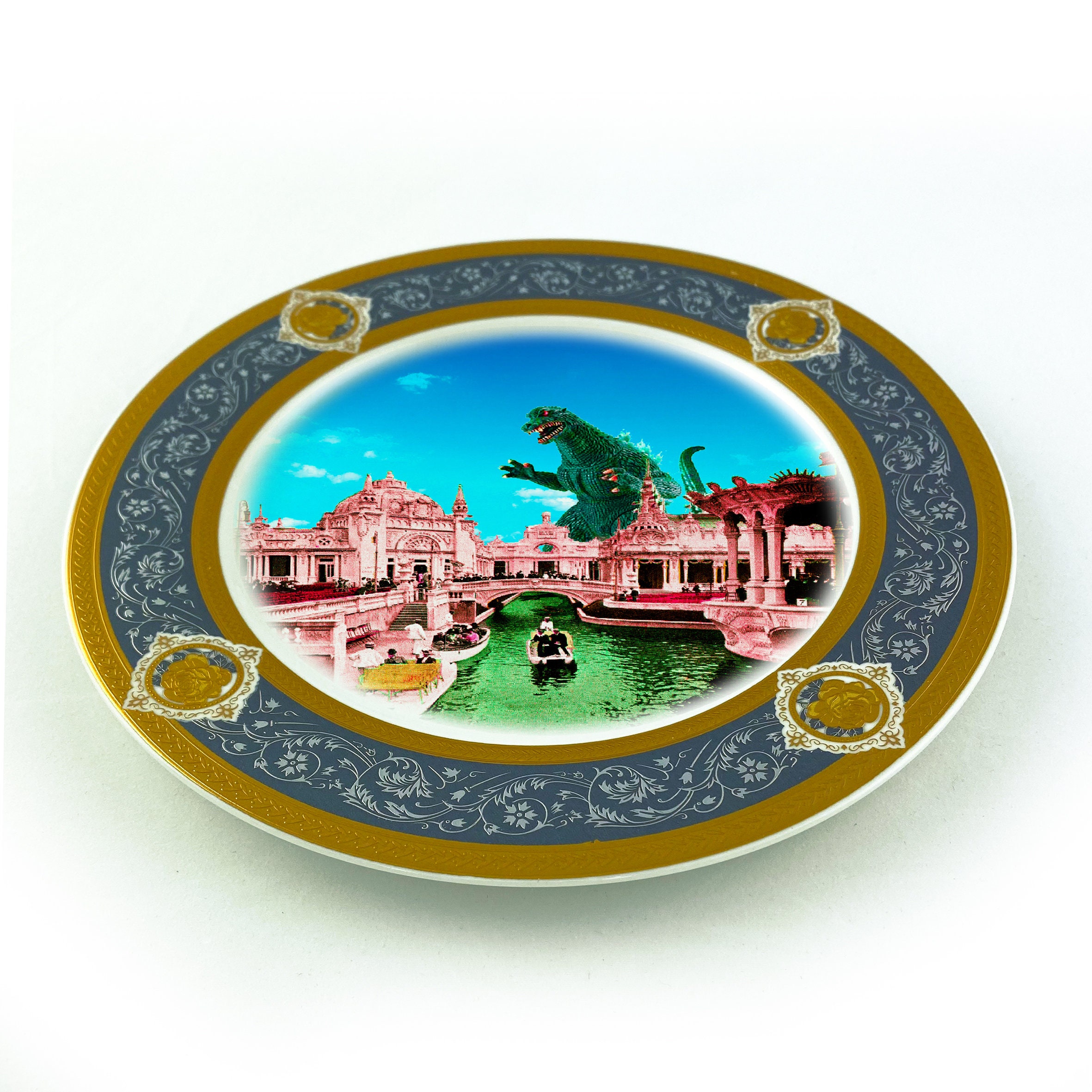 Romantic Landscape - Godzilla - Fine China Plate - #0788 - Etsy