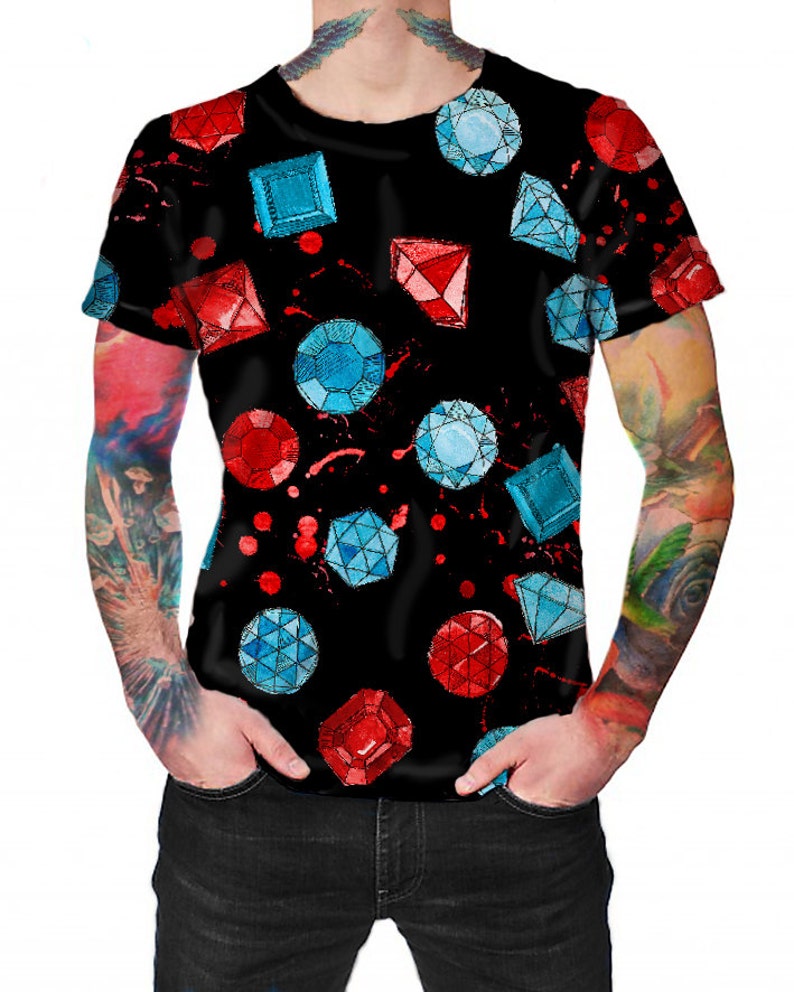 Gemstones Black - T-shirt - Full Print Shirt - Etsy