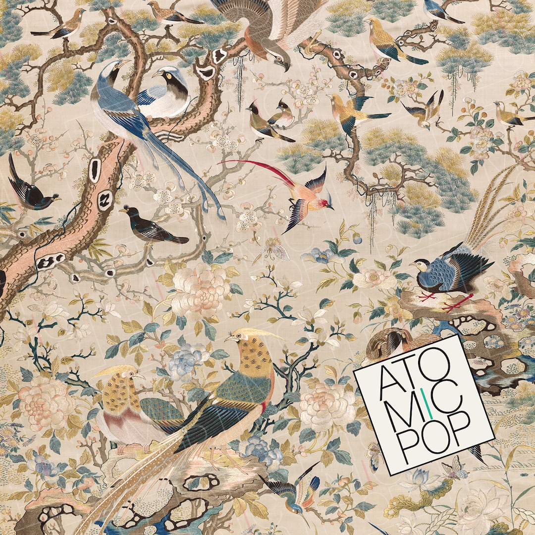 Instant Download // Antique Embroidery Chinese Silk Gold Thread Textile ...