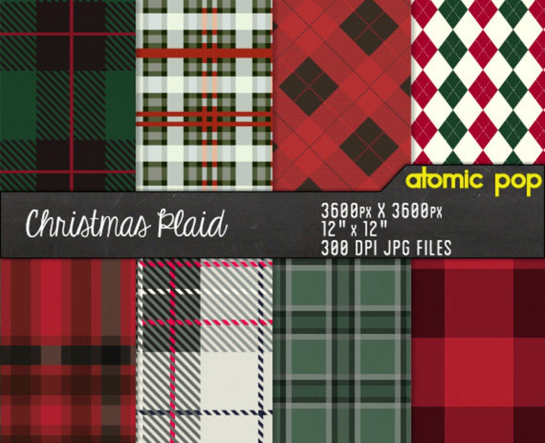 Instant Download // Christmas Holiday Green Red Plaid Tartan Digital ...