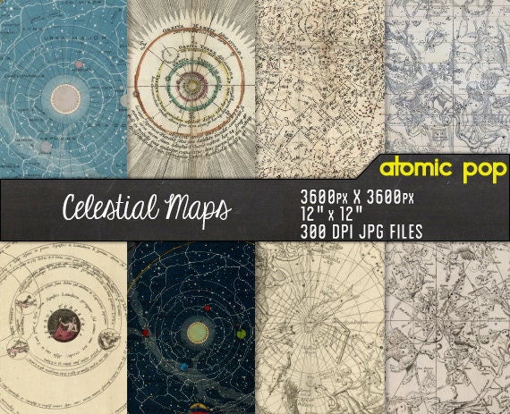 Vintage Celestial Map Stars Astrology Digital Paper Pack // Instant ...