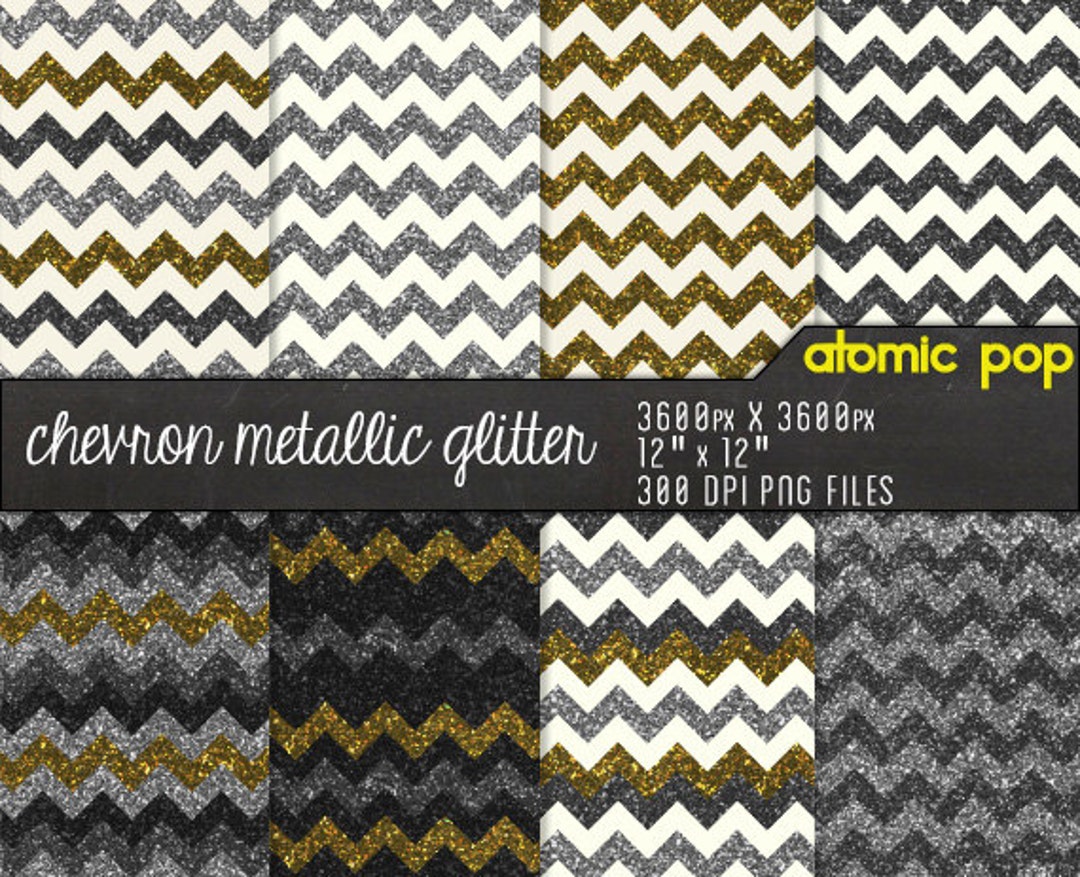 Gold & Silver Chevron Glitter Digital Paper Pack// Instant Download ...