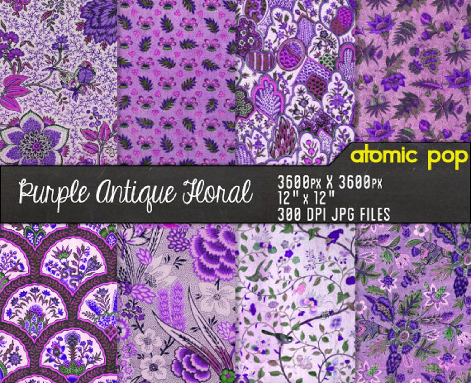 Vintage Purple Floral Brocade Wallpaper // Instant Download ...