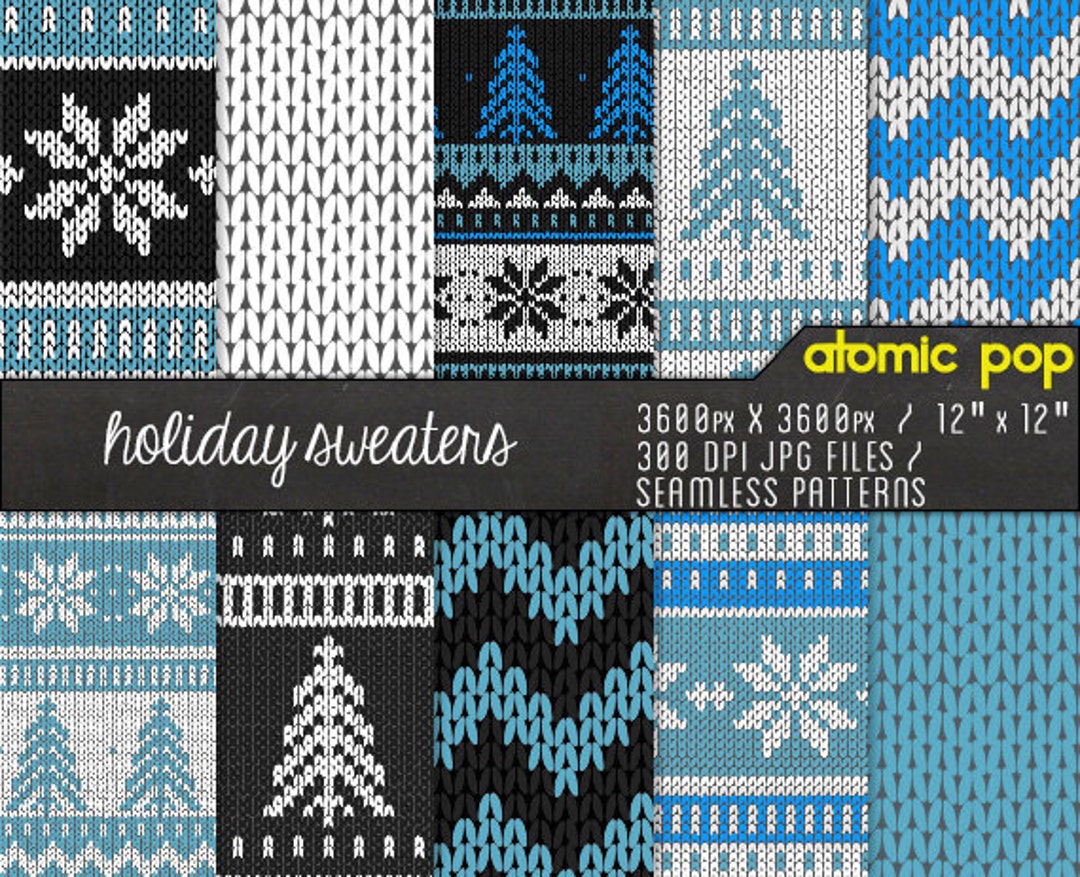 Instant Download // Blue Knit Sweater Texture Holiday Digital Paper ...